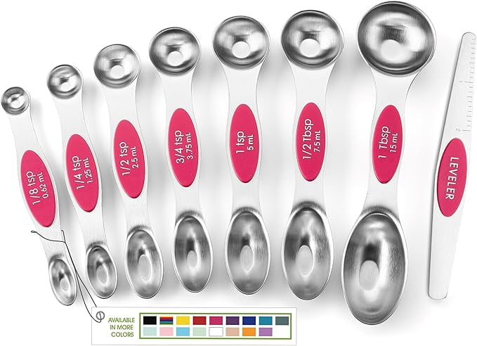 Spring Chef Pink Stainless Steel Magnetic Measuring Spoons Set of 8 ...
