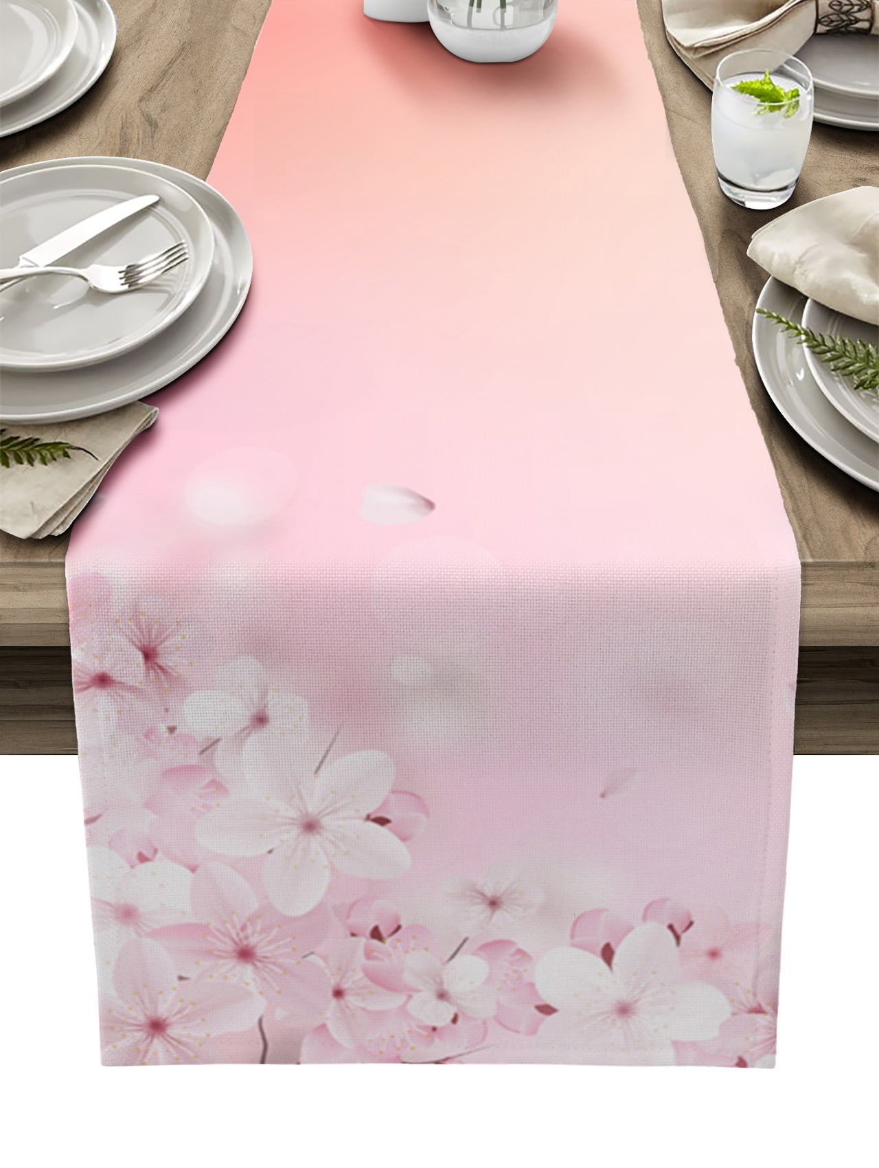 Spring Cherry Blossom Branch Flower Table Runner Home Wedding Table Mat ...