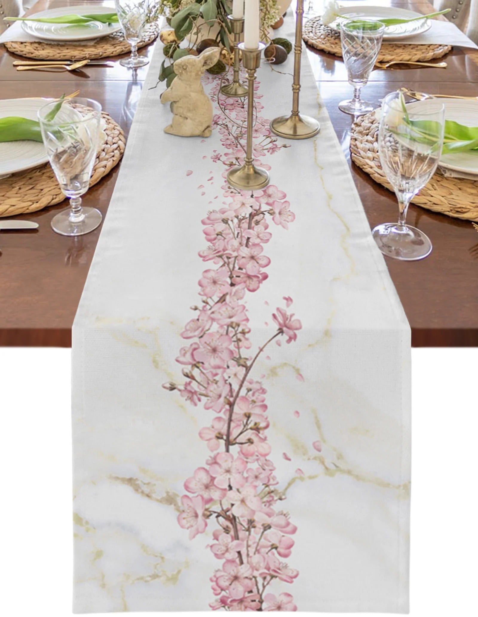 Spring Cherry Blossom Branch Flower Table Runner Home Wedding Table Mat ...