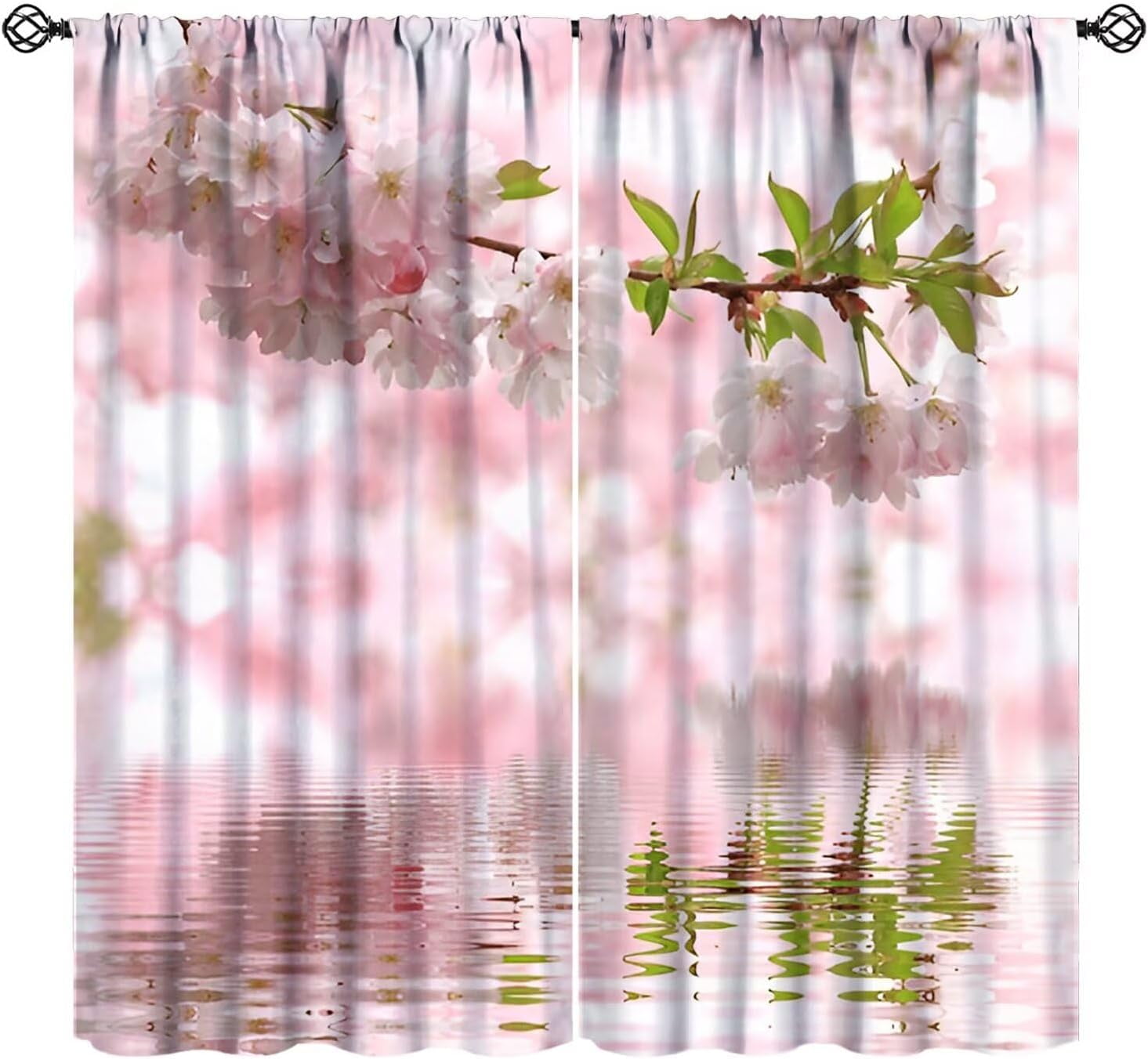 Spring Cherry Blossom Curtains, Abstract Pink Galaxy Japanese Cherry ...