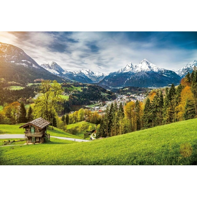Spring Cherry Blossom Flowers River Boat Mountain Seaside Scenic ...