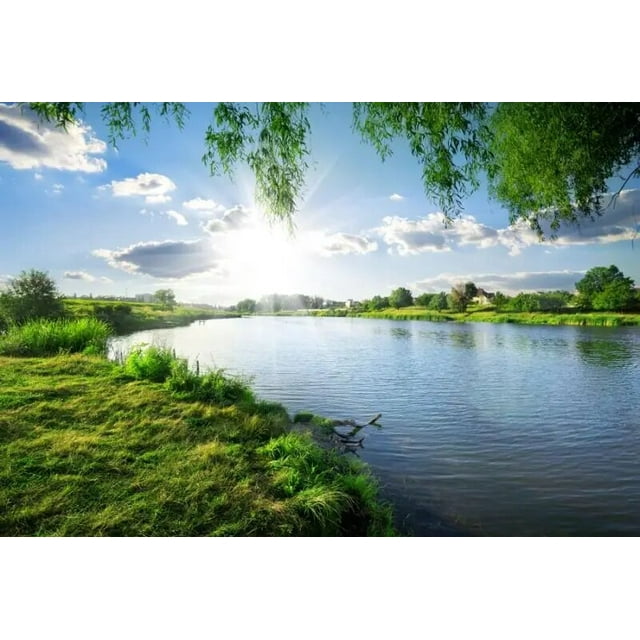 Spring Cherry Blossom Flowers River Boat Mountain Seaside Scenic ...