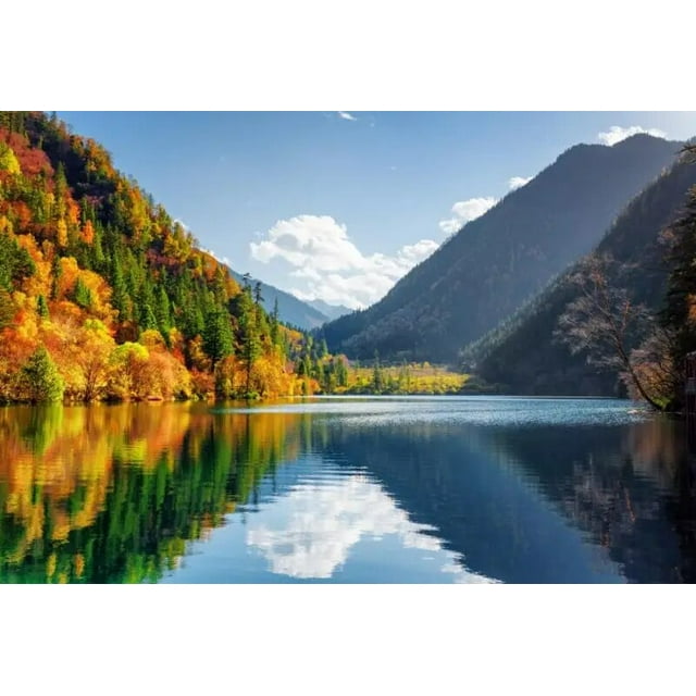 Spring Cherry Blossom Flowers River Boat Mountain Seaside Scenic ...