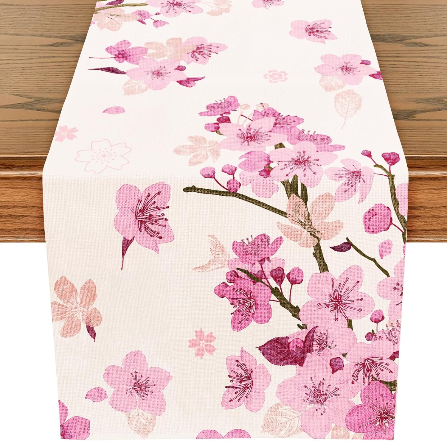 Spring Cherry Blossom Linen Table Runners Summer Farmhouse Wedding ...