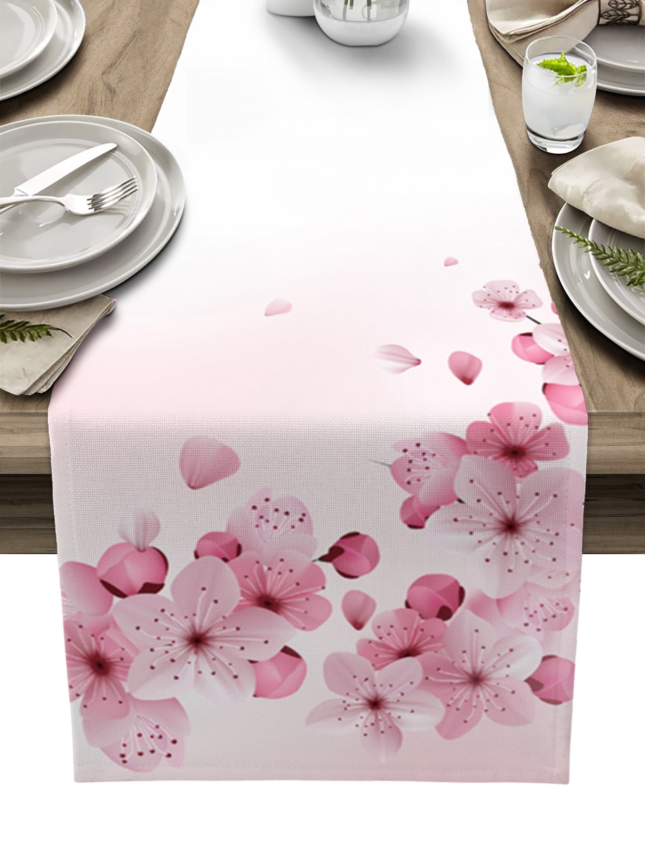 Spring Cherry Blossom Pink Petals Table Runner ration Home r Dinner ...