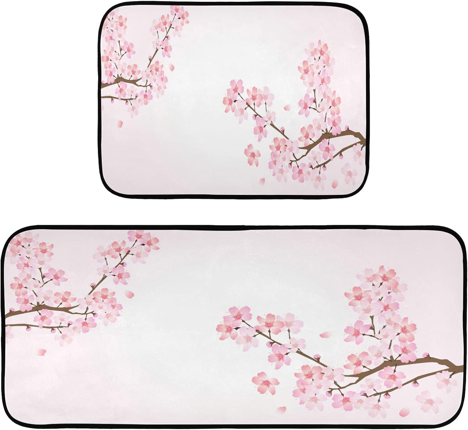 Spring Cherry Flowers Kitchen Mats Pink Sakura Blossom Kitchen Rugs ...