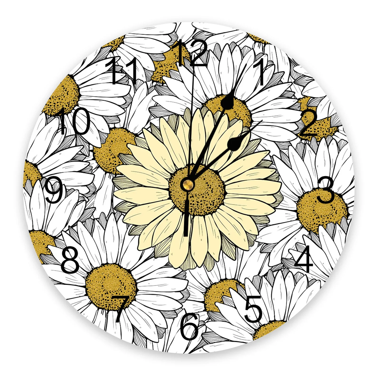 Spring Chrysanthemum Watercolor Flower Large Wall Clock Dinning ...