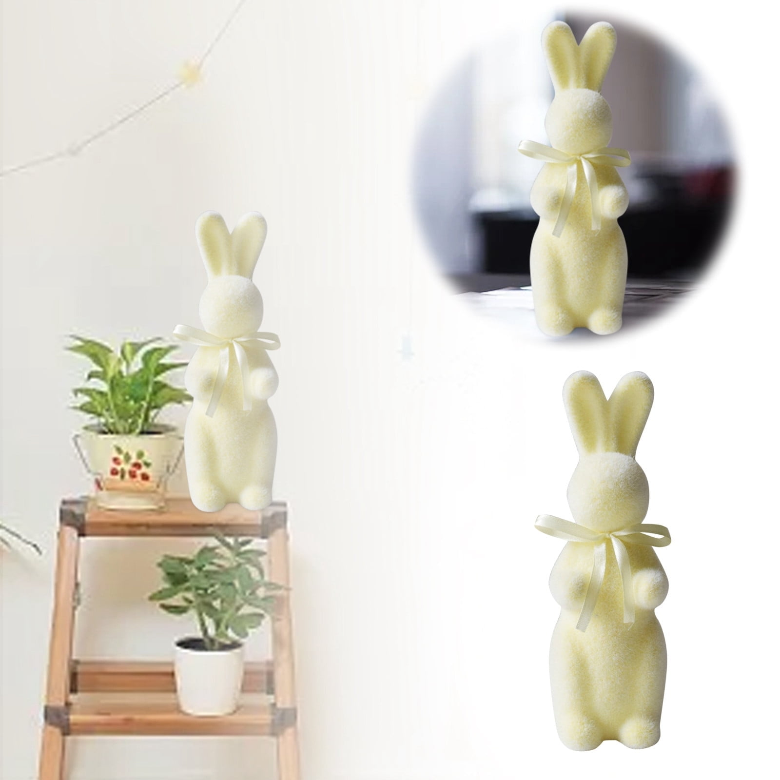 Spring Clearance Luluy Easter Flocked Bunny Decor, Yellow, 7.87 Inch ...
