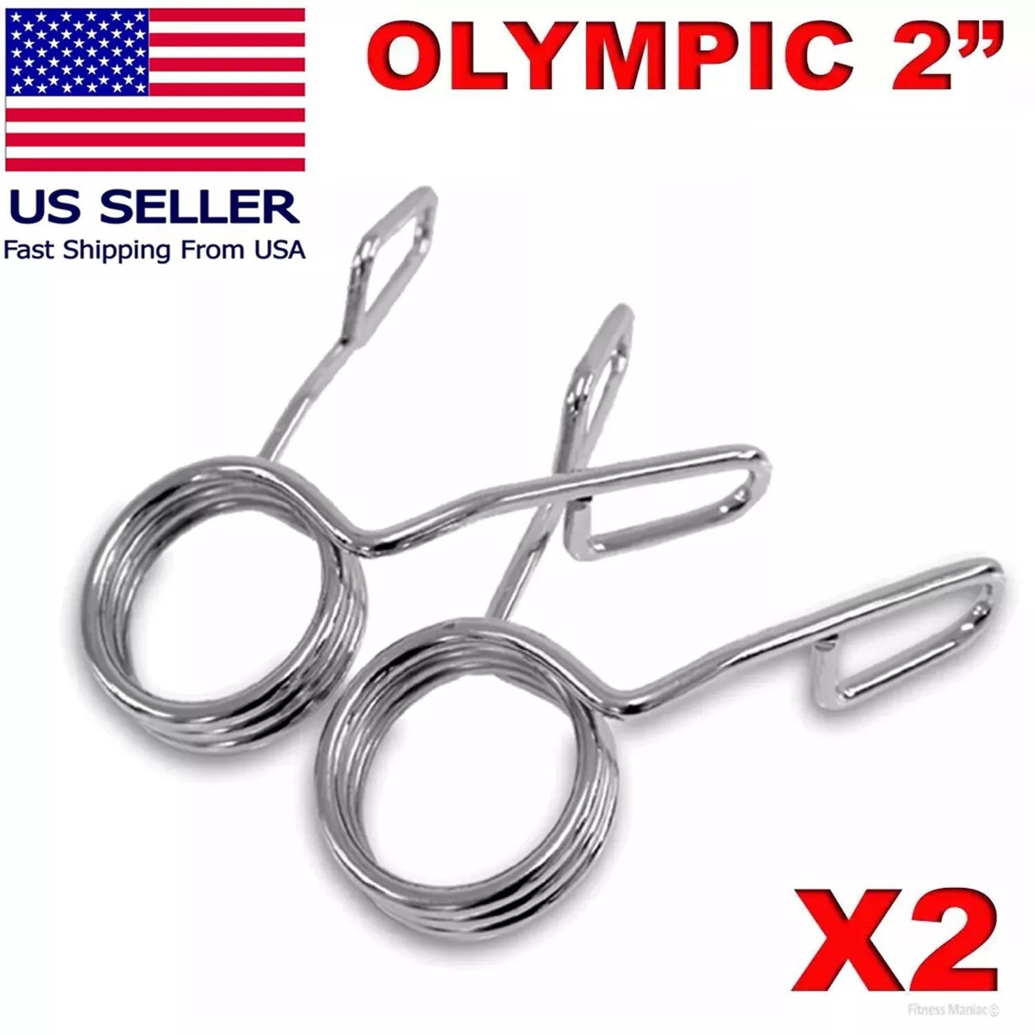 Fitness Maniac Olympic 2 inch Spring Collar Weight Bars Clips for ...
