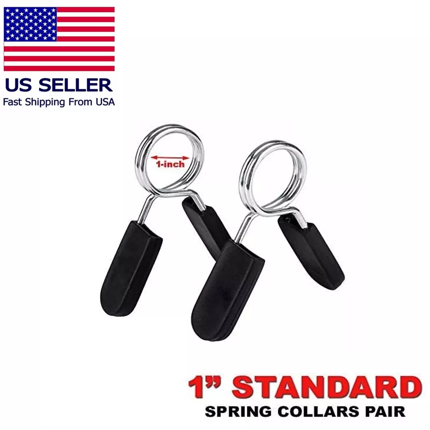 Fitness Maniac 1 In. Standard Barbell Bar Spring Collars for Workout ...