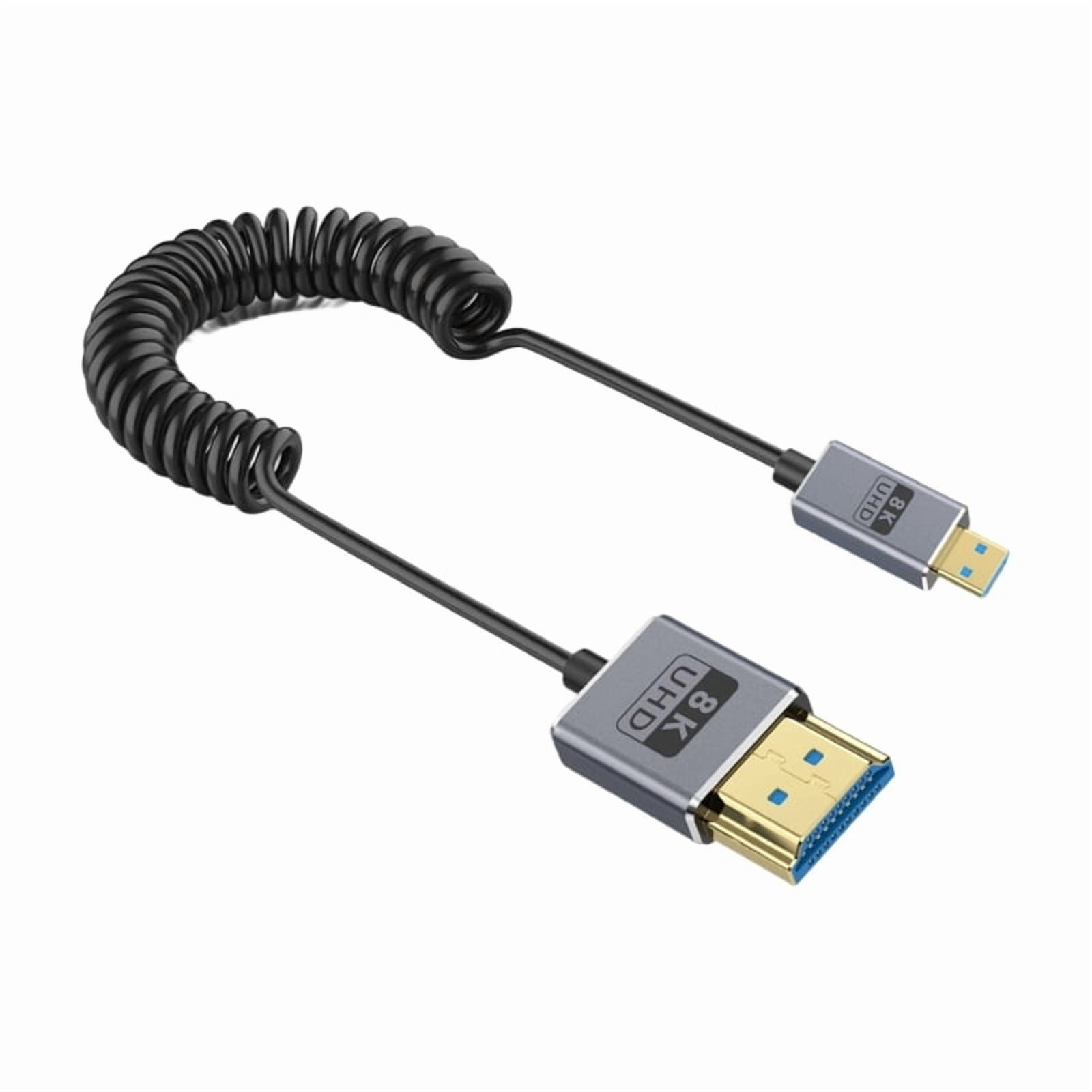 Spring Coaxial 8K Micro HDMI-compatible To HDMI-compatible Cable 2.1 ...