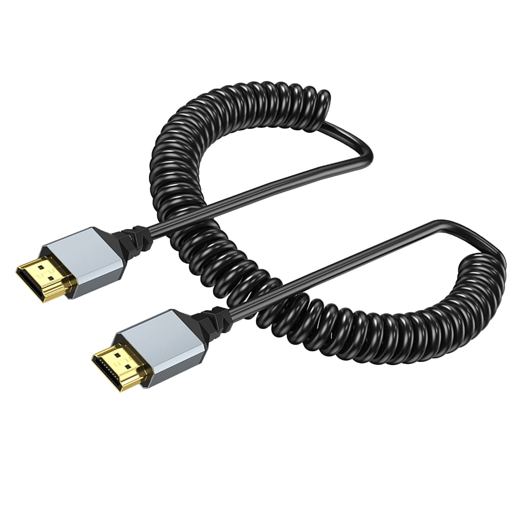 Spring Coiled Cable HDTV Port 2.0 Adapter Video Cord Wire Support 4K ...