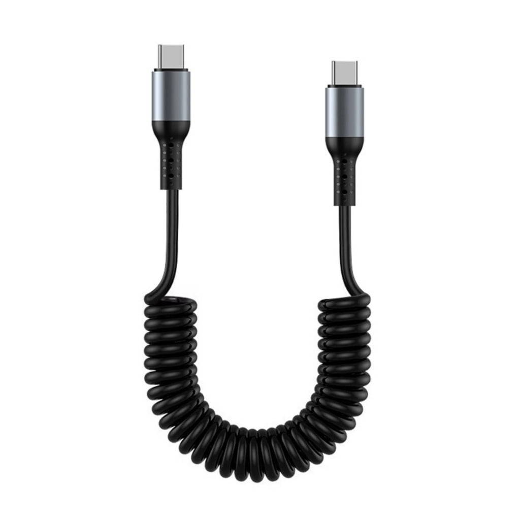 Spring Coiled Data Cable USB Type C Telescopic Charger Wire Line ...
