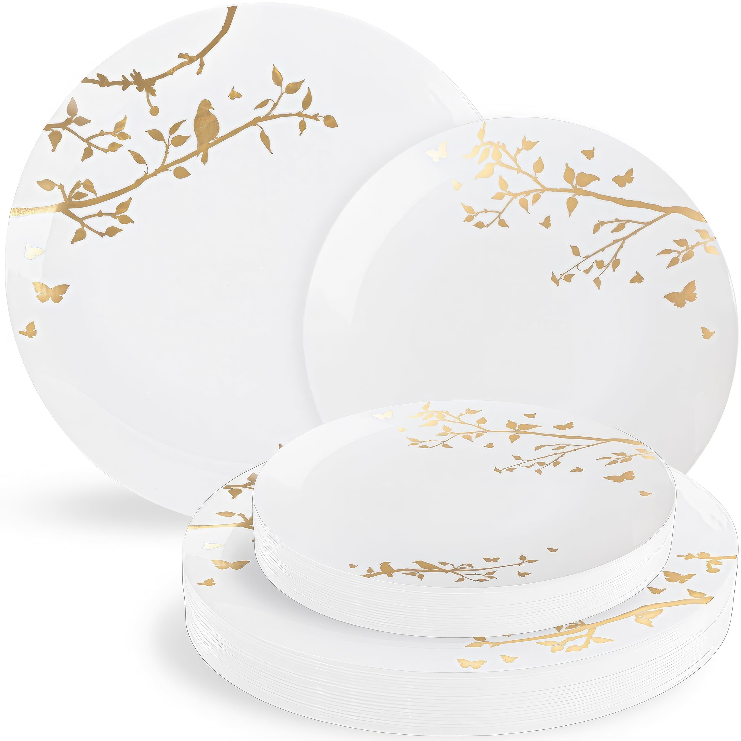 Spring Collection White with Gold Floral Design Combo Plate Set - (7.5 ...