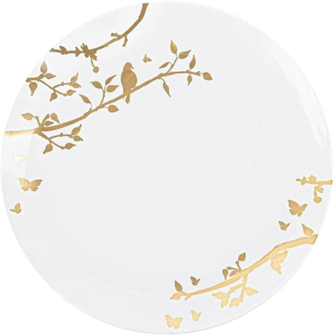 Spring Collection White and Gold Plastic Dinner Plates 7.5", Plates For ...