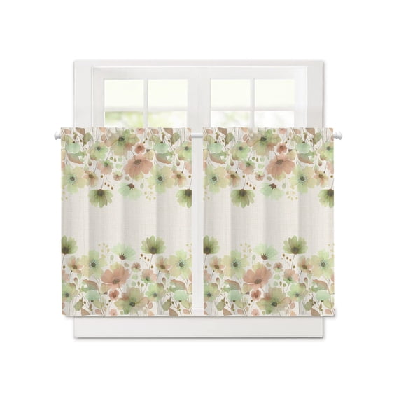 Spring Colorful Flower Short Blackout Curtains 36 Inch Long,Retro Linen ...