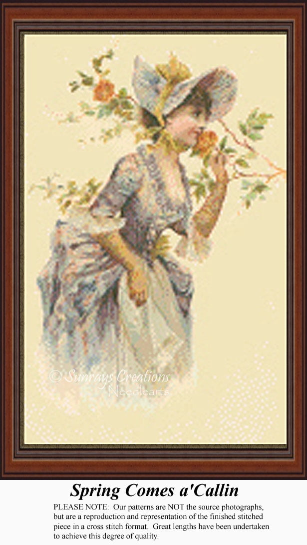 Spring Comes a' Callin, Vintage Counted Cross Stitch Pattern, Spring ...