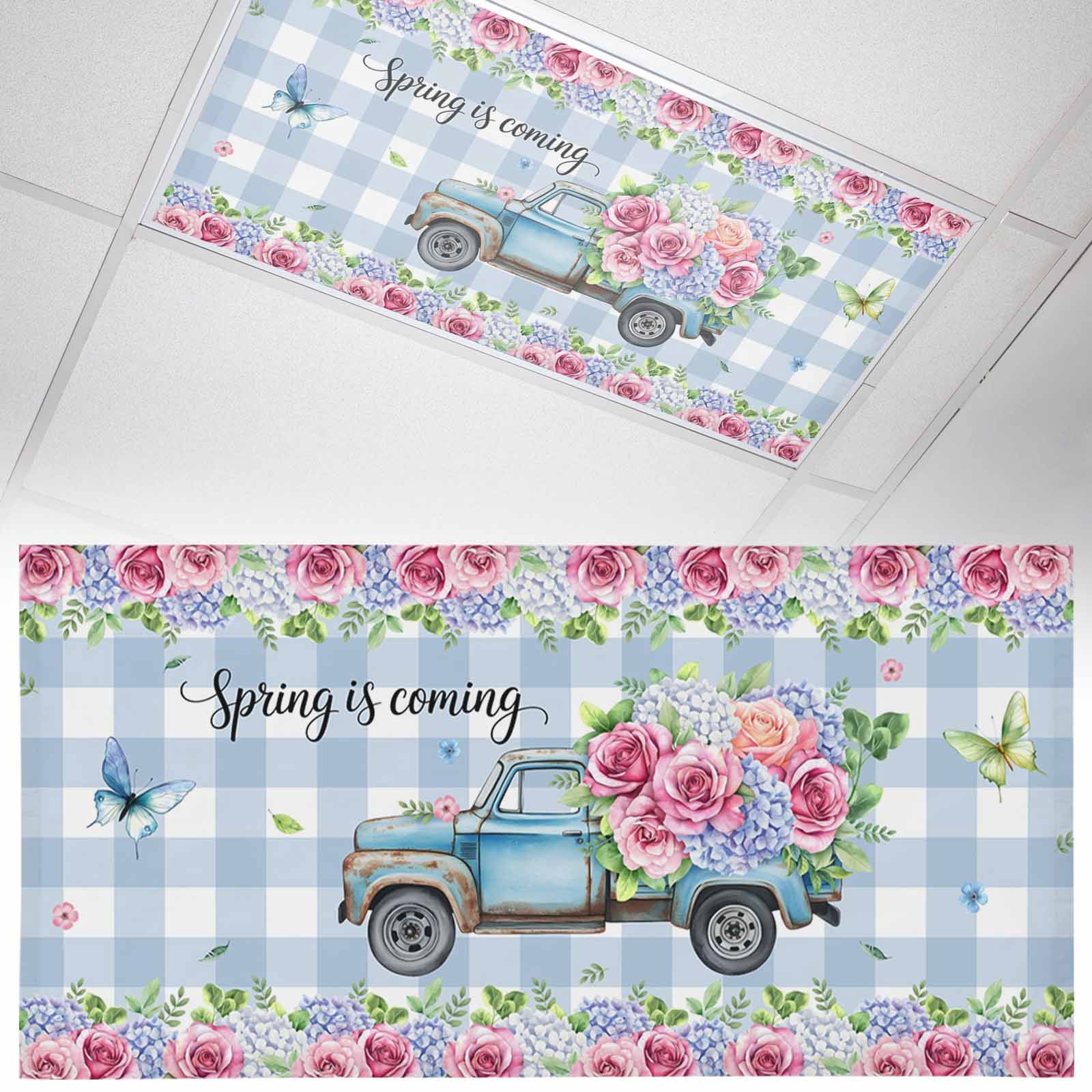 Spring Is Coming Fluorescent Light Covers Rose and Hydrangea Floral ...