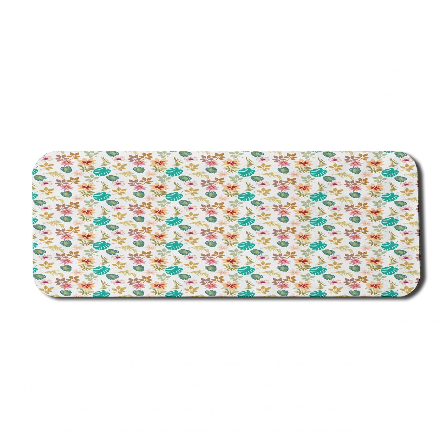 Spring Computer Mouse Pad, Flower Buds Fern Monstera Exotic Hawaiian ...
