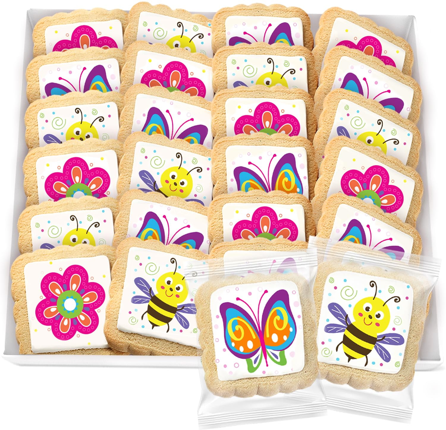 Spring Cookies 24 Pack Party Favors flower KMC2butterfly bee Critters ...
