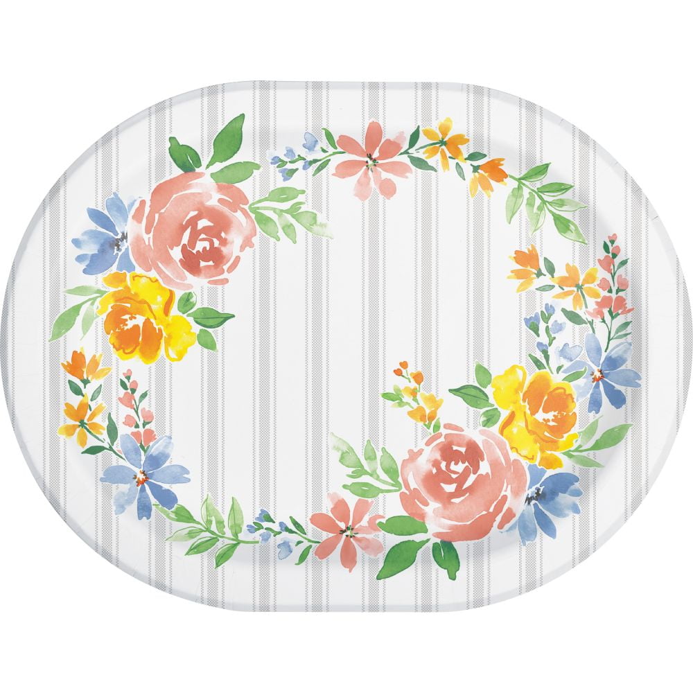 Spring Cottage 12-inch Oval Paper Plates 8 Per Pack - Walmart.com