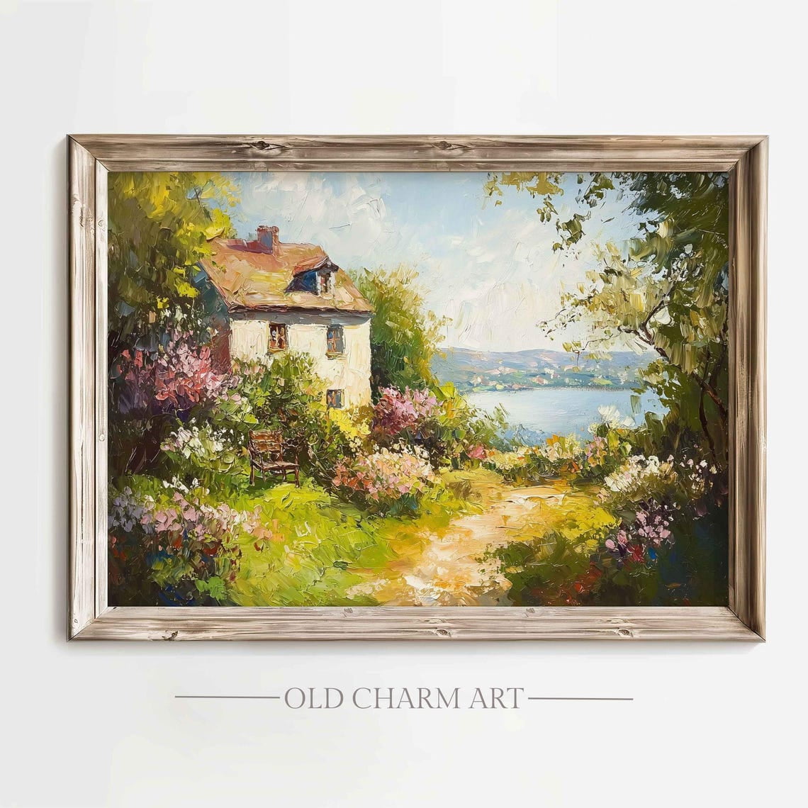 Spring Cottage Poster, Cottage Wall Art, Spring Landscape Art, Vintage ...