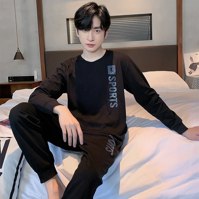 Spring Cotton Pajamas Men Lounge Sleepwear Blue Plaid Pijama Man‘s ...