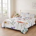 Spring Country Flowers 3 Pieces Quilt Set,1 Quilt with 2 Shams,Abstract ...