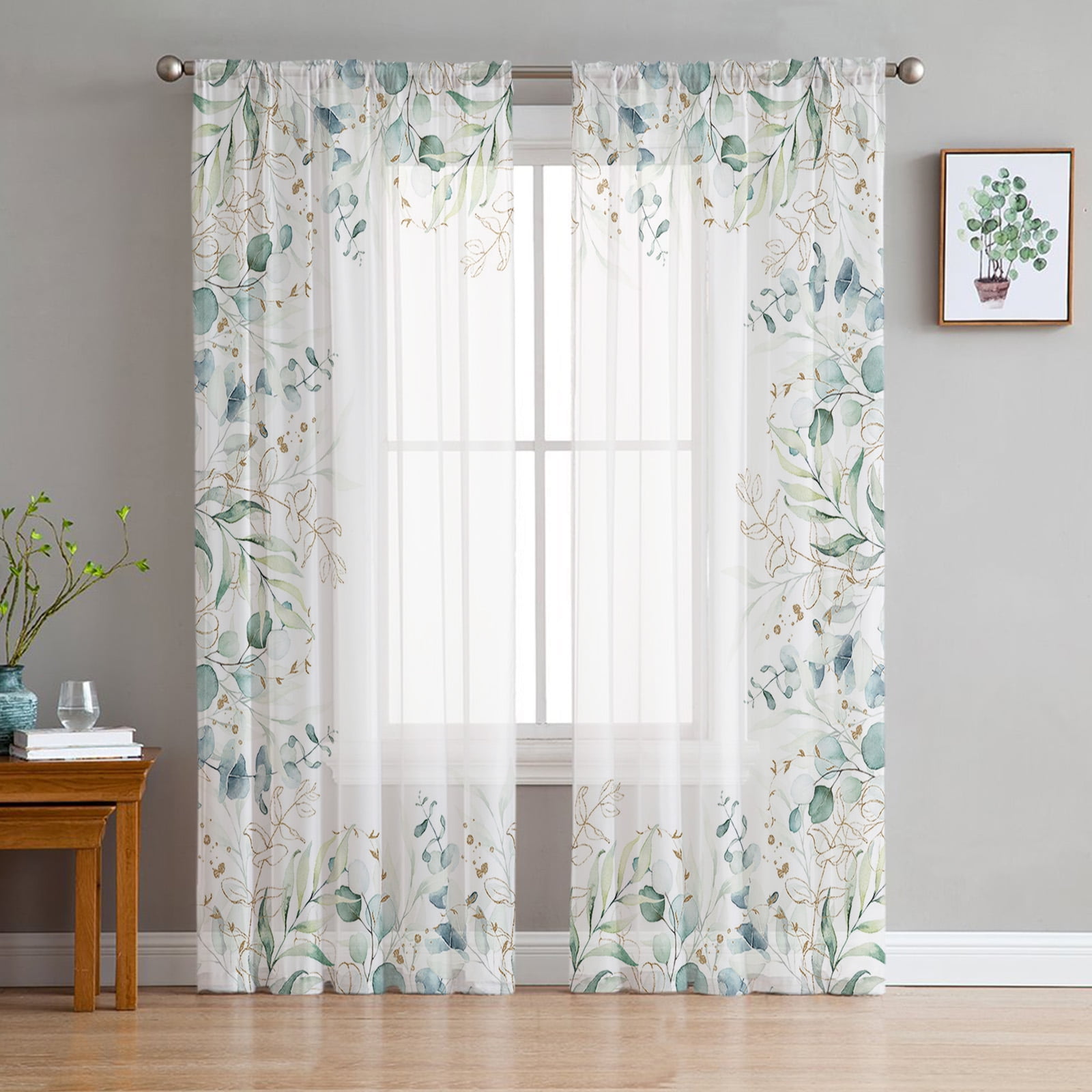Spring Cream White Blue Flower Home Tulle Curtains for Bedroom Living ...