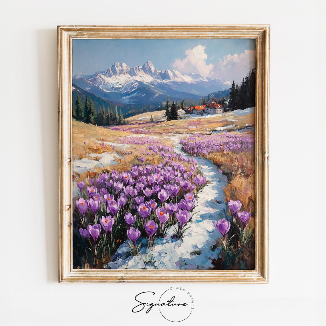 Spring Crocus Field Art, Tatra Mountains Landscape, Rustic Wildflower ...