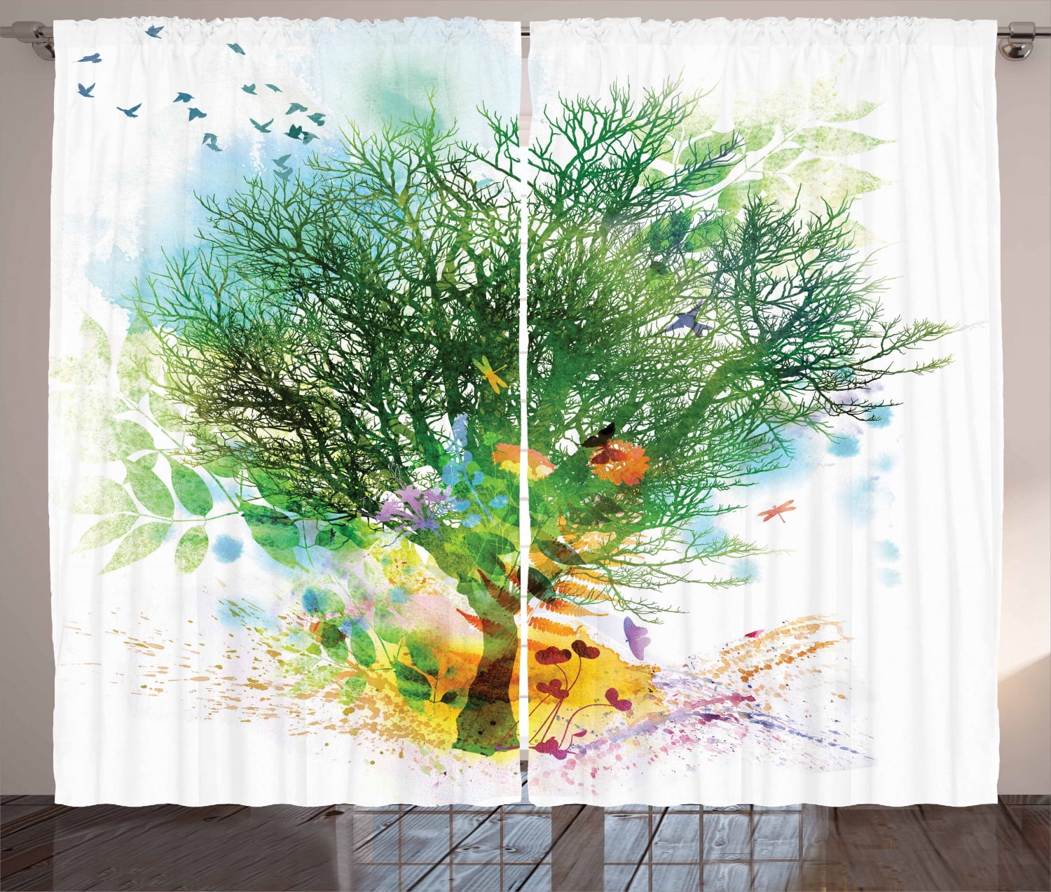 Spring Curtains 2 Panels Set, Multiple Exposure Technique of Spring ...