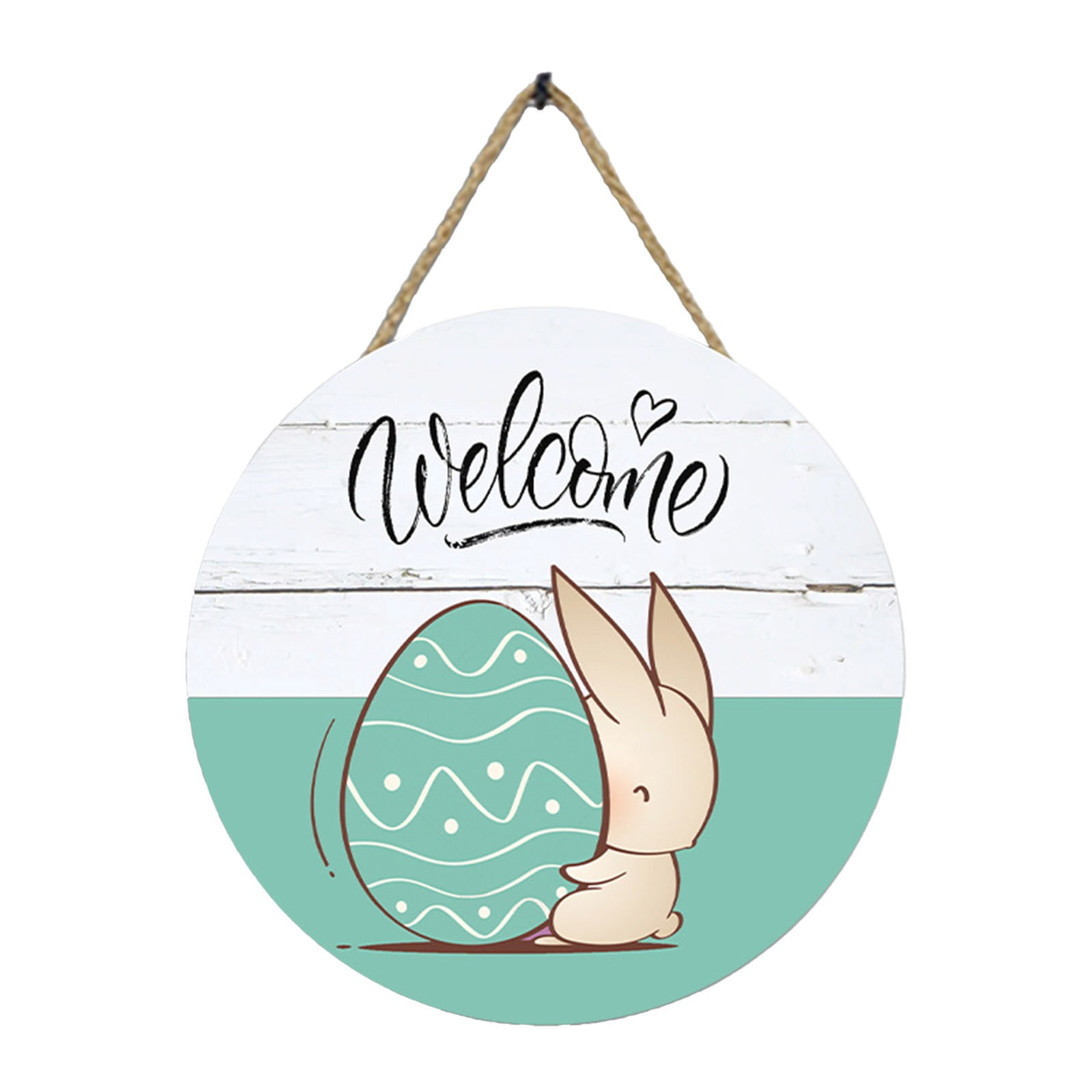 Spring Cute Buuny with Easter Egg Welcome Sign for Front Door Decor ...