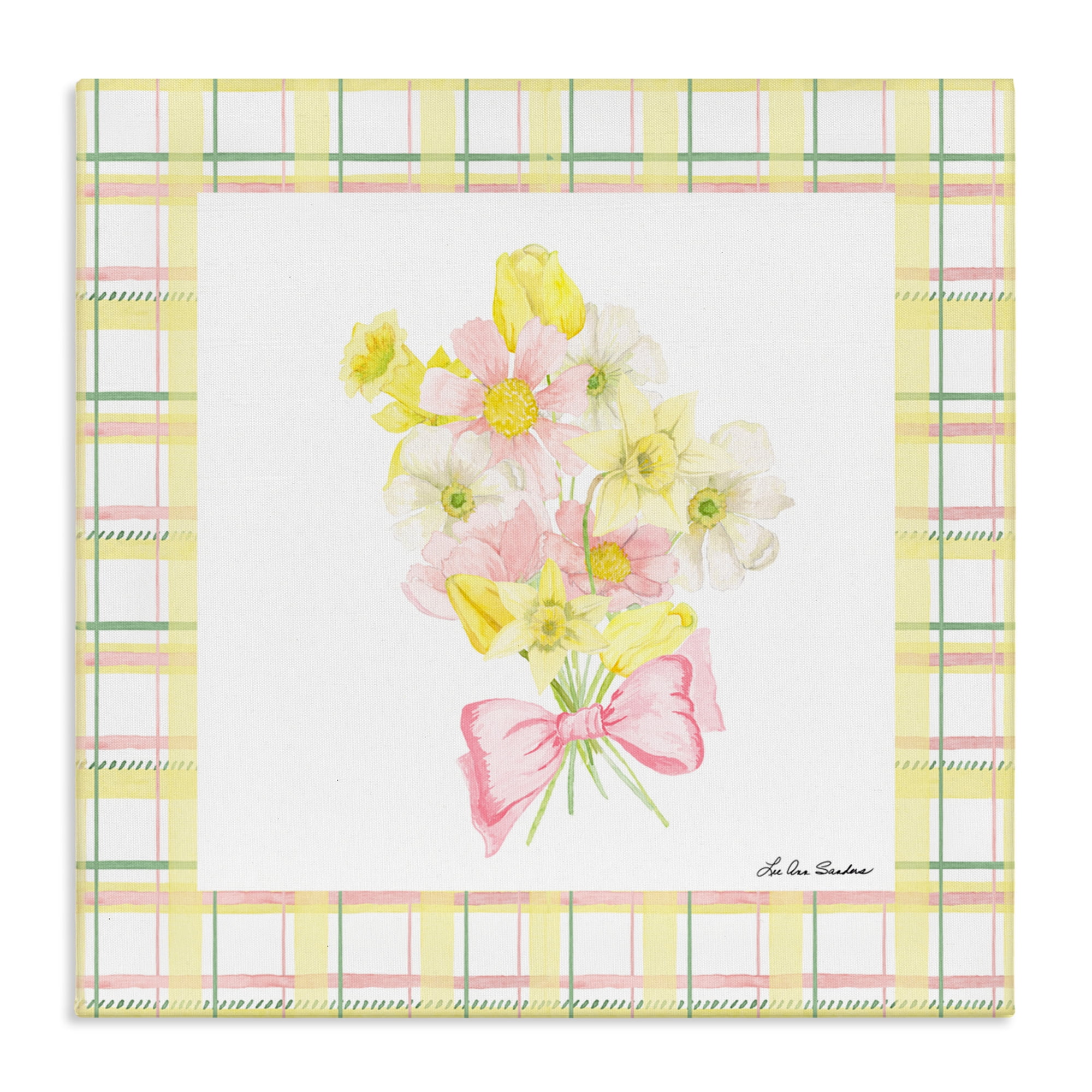 Spring Daffodils on Plaid Canvas Wall Art, design by Lee Ann Sanders ...