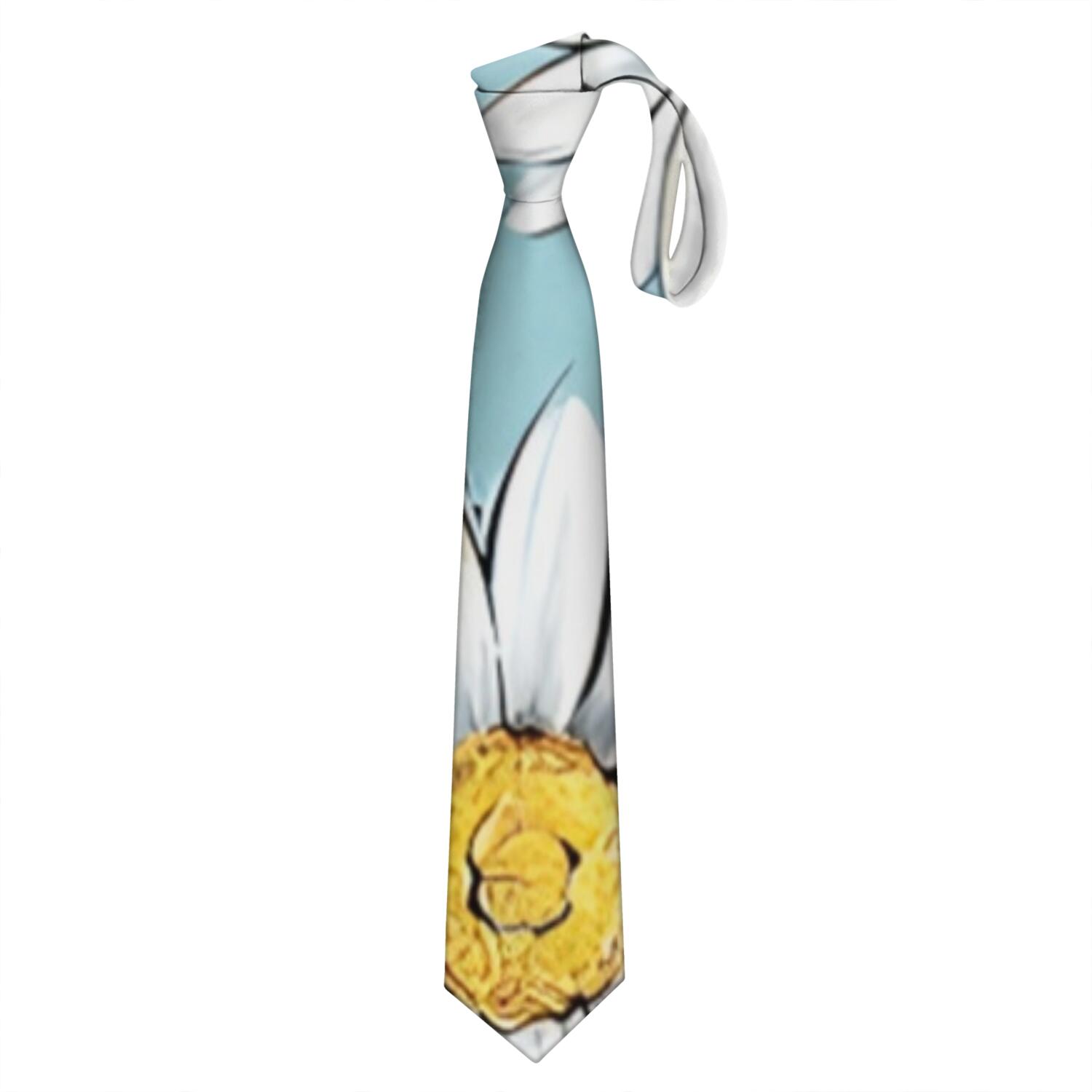 Spring Daisy Artwork Necktie - Retro Boho Satin Formal Tie for Grooms ...