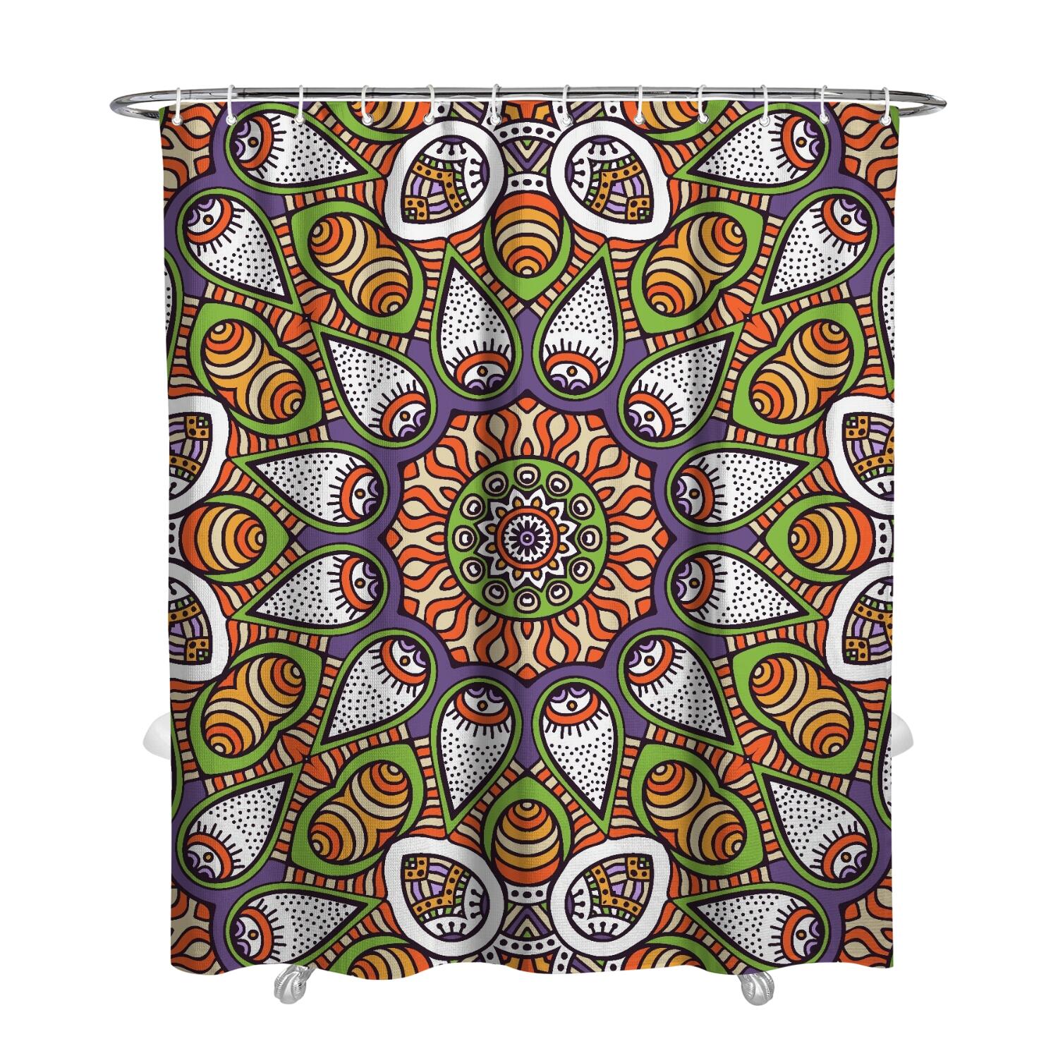 Spring Daisy Bloom Boho Curtain 72x84, Quick-Dry Polyester with Plastic ...