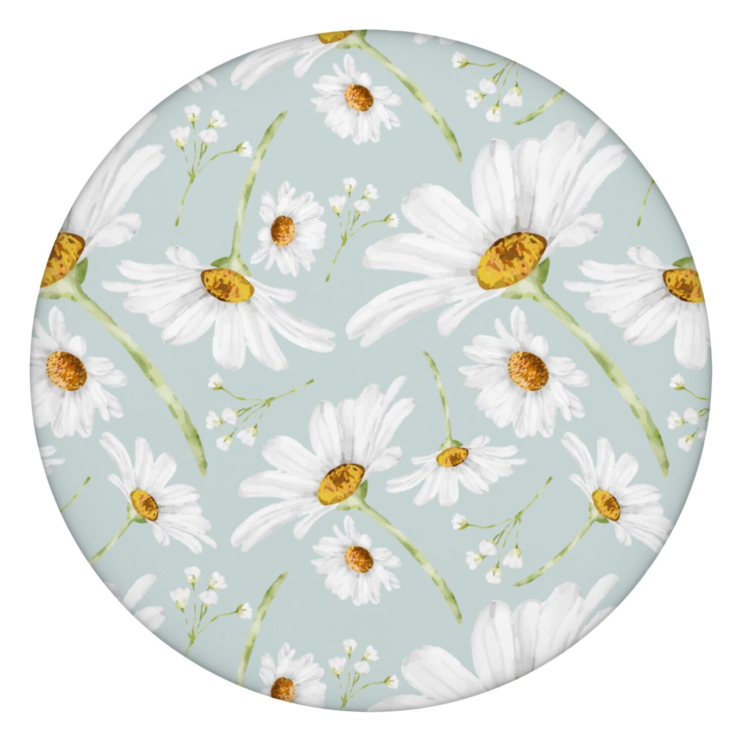 Spring Daisy Design Round Tablecloth, Fitted Elastic Edge, Water ...