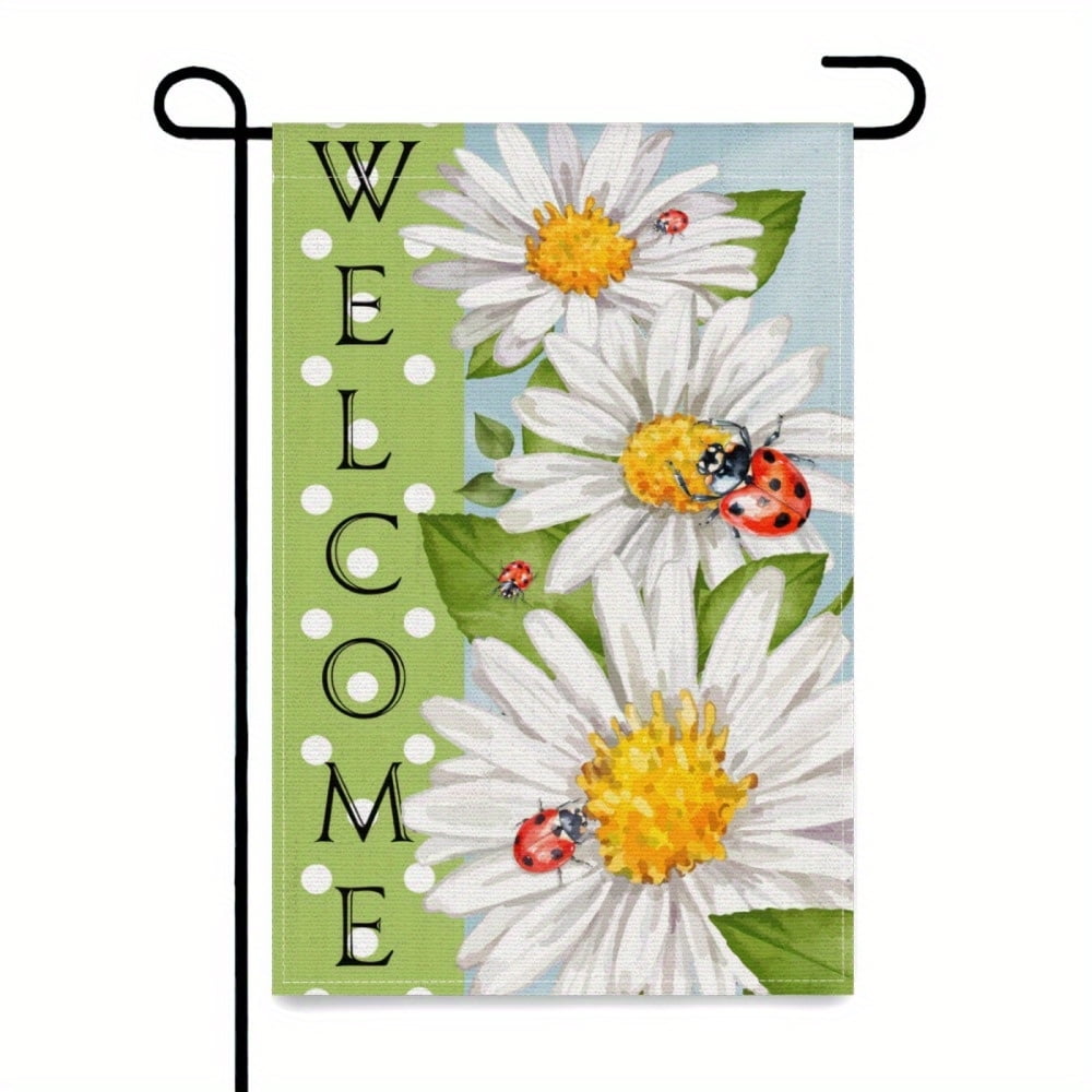 Spring Daisy Flower Garden Flag - Double Sided Fabric Yard Flag, Floral ...