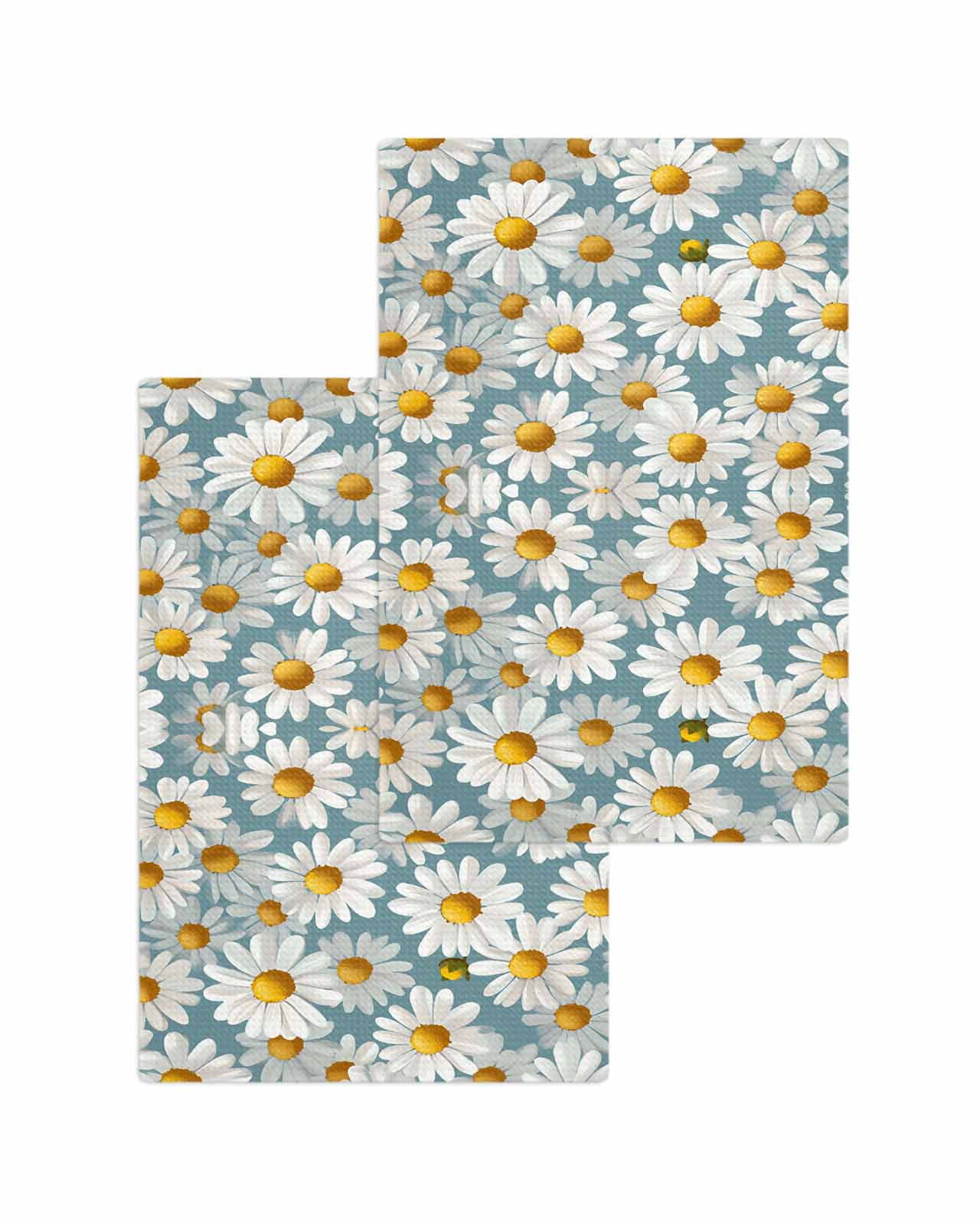 Spring Daisy Kitchen Dish Towels for Drying Dishes Set of 2, Country ...