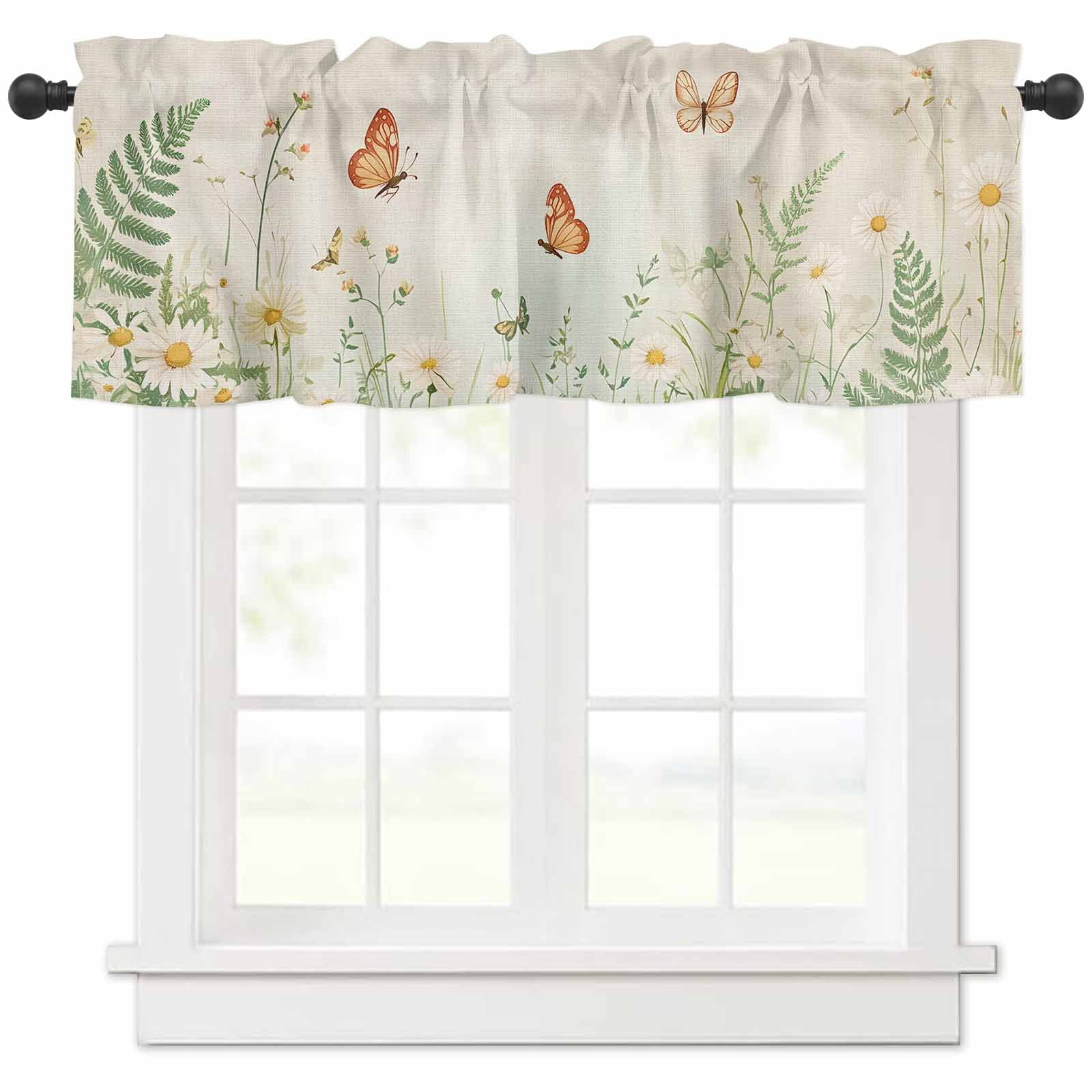 Spring Daisy Valances for Windows Farmhouse Kitchen Curtains Valances ...