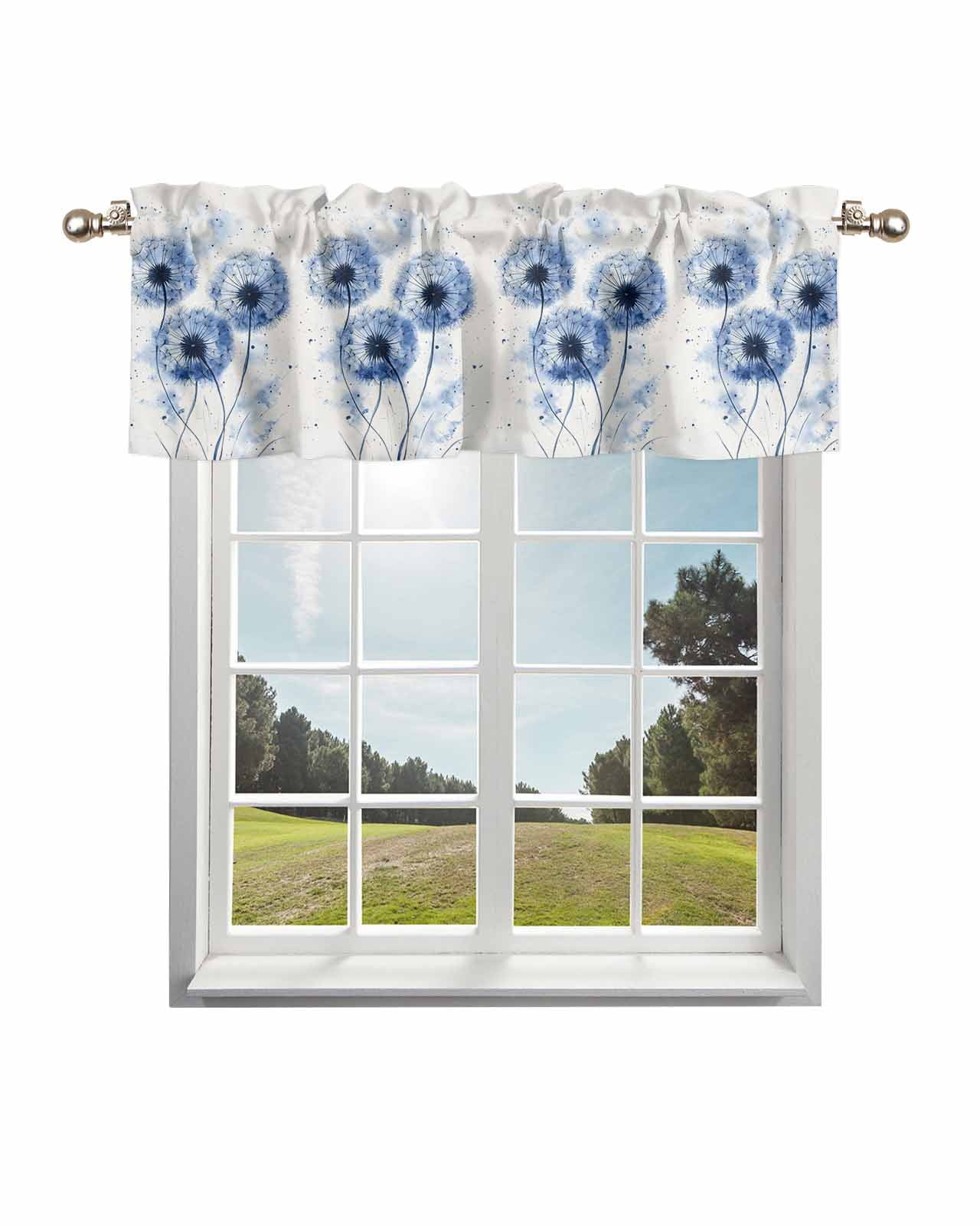 Spring Dandelion Curtain Valance for Windows/Living Room/Kitchen/Bathroom/Café, Short Rod Pocket ...