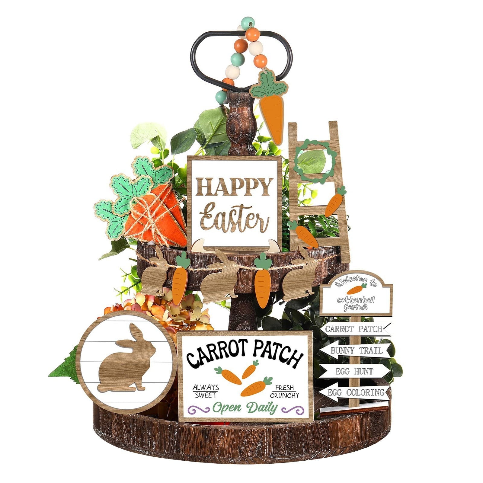Spring Decor 12 Pcs Easter Carrot Tiered Tray Decor Set Fall Truck Wood ...