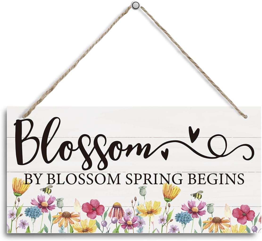 Spring Decor, Decorative Hanging Wall Plaque Wood Sign, Spring Door ...