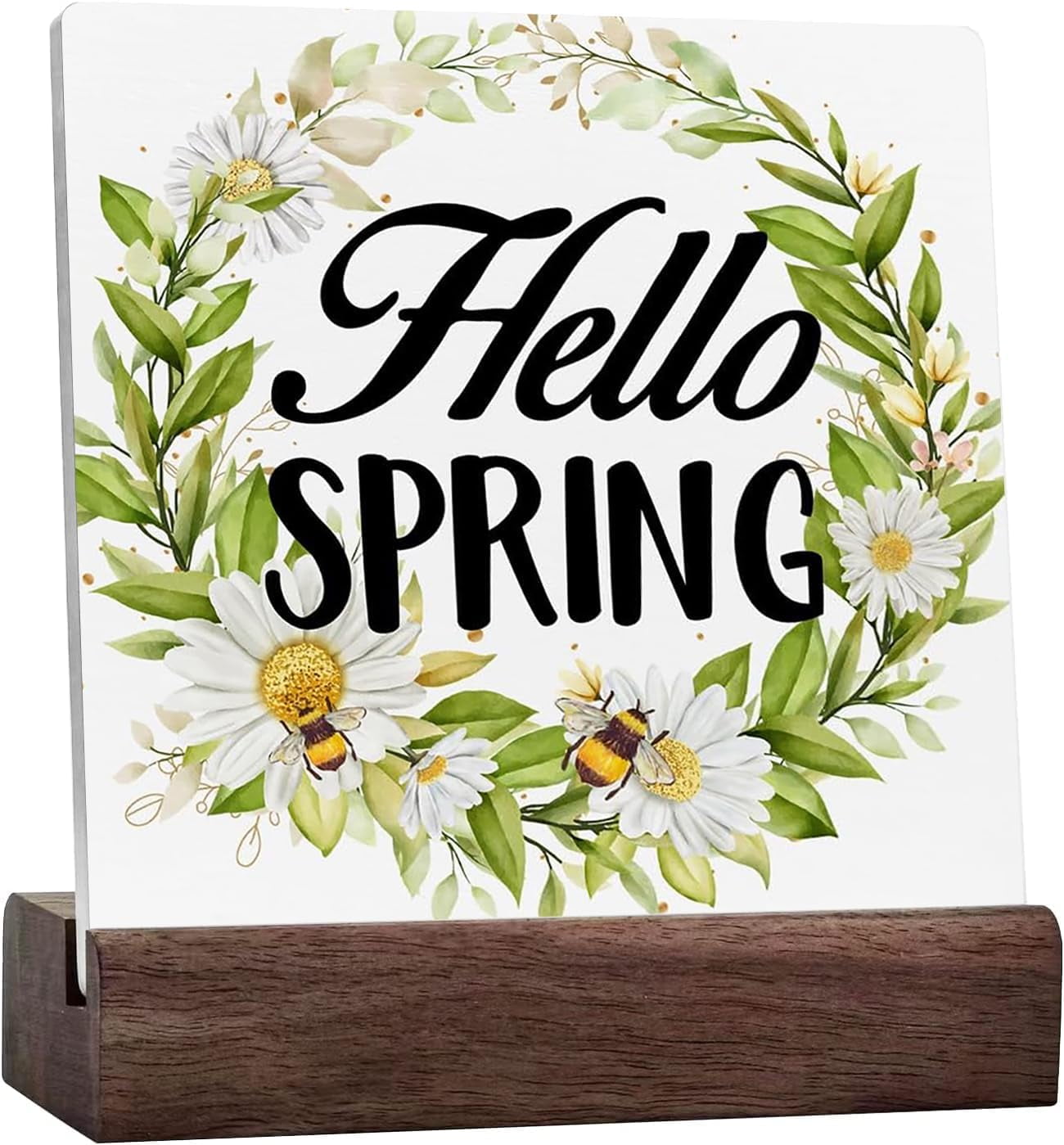 Spring Decor Farmhouse Hello Spring Ceramic Table Sign Daisy Spring ...
