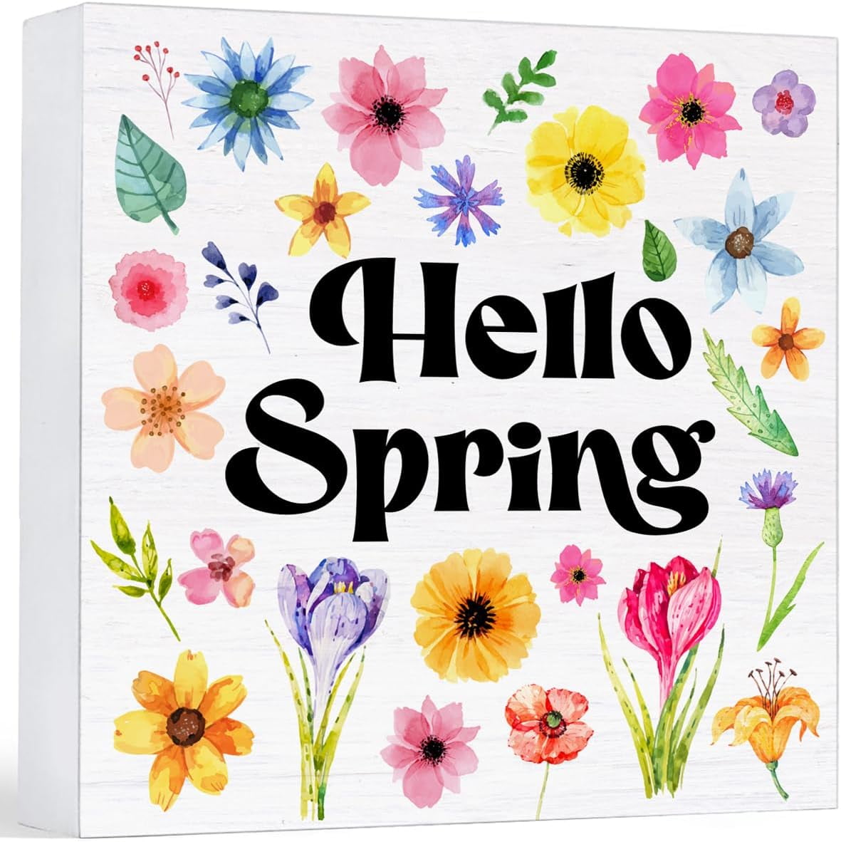 Spring Decor Farmhouse Hello Spring Floral Wood Sign Spring Decorations ...