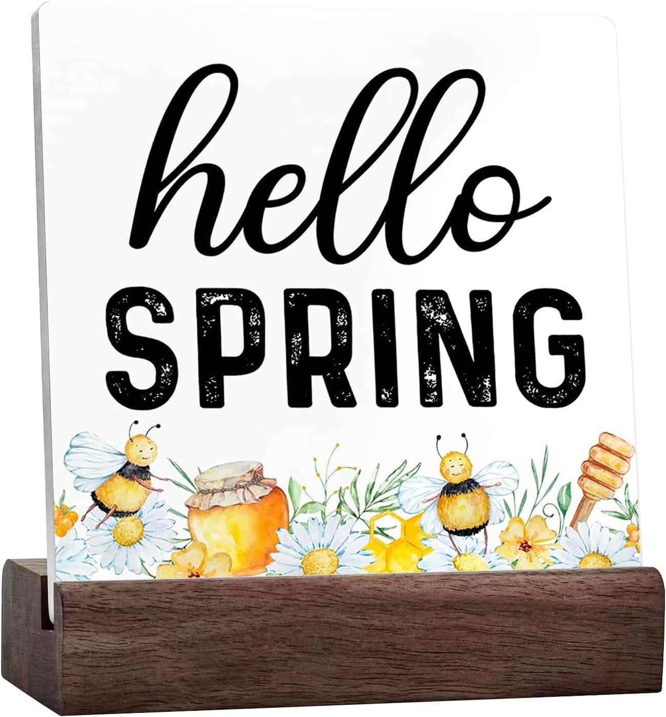 Spring Decor, Farmhouse Spring Welcome Sign Hello Spring Daisy Wood ...