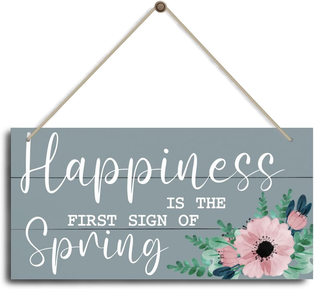 Spring Decor, Hanging Wood Plaque with Rope, Decorative Wall Plaque ...