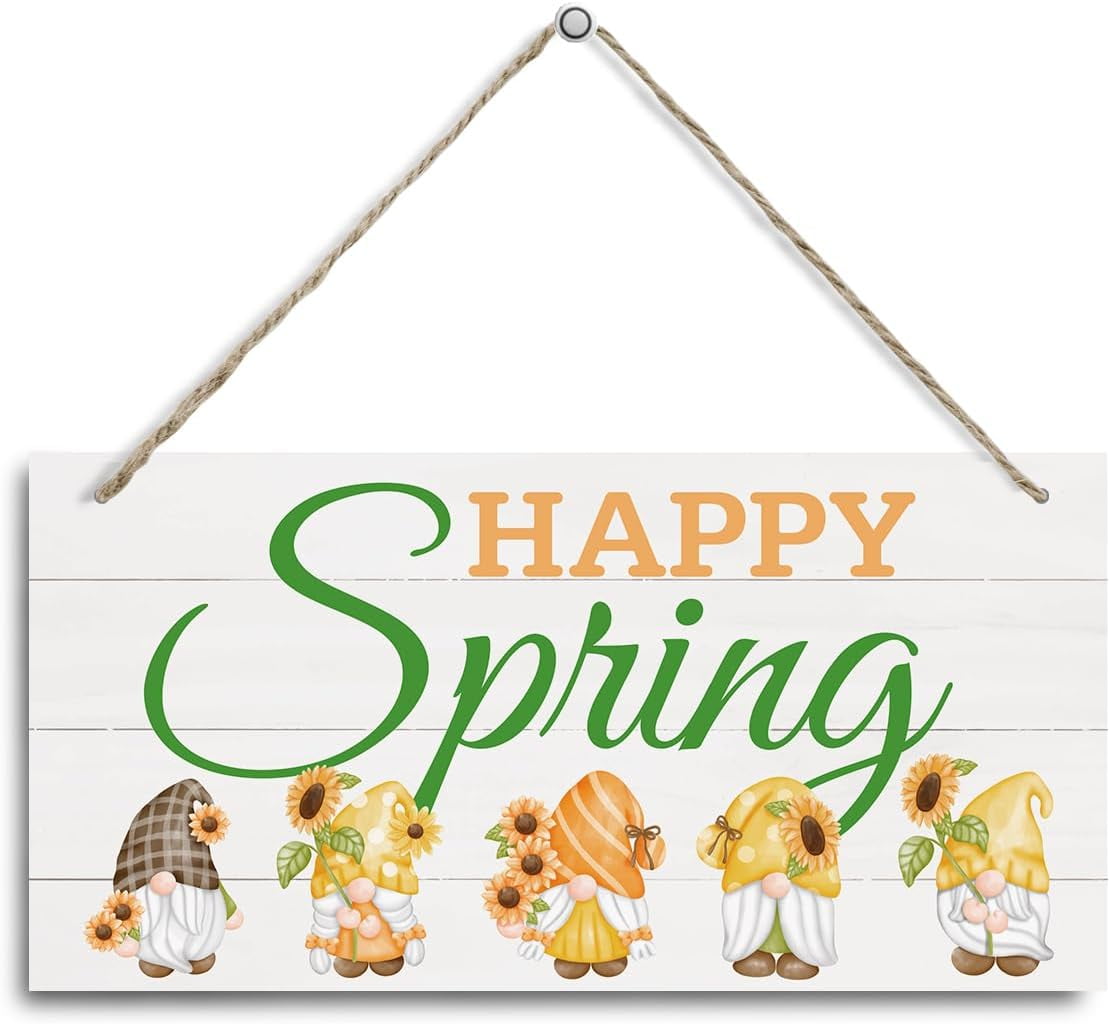 Spring Decor, Happy Spring Sign Door Hanger, Decorative Hanging Wall ...