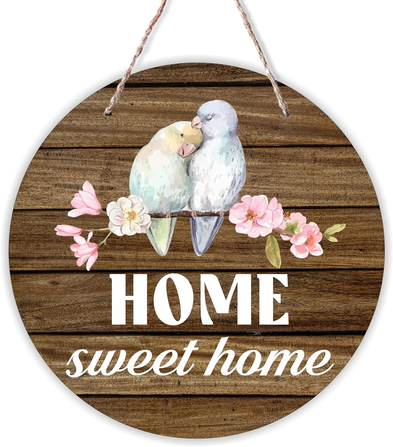 Spring Decor Home Sweet Home Sign Welcome Front Door Round Wood Sign ...