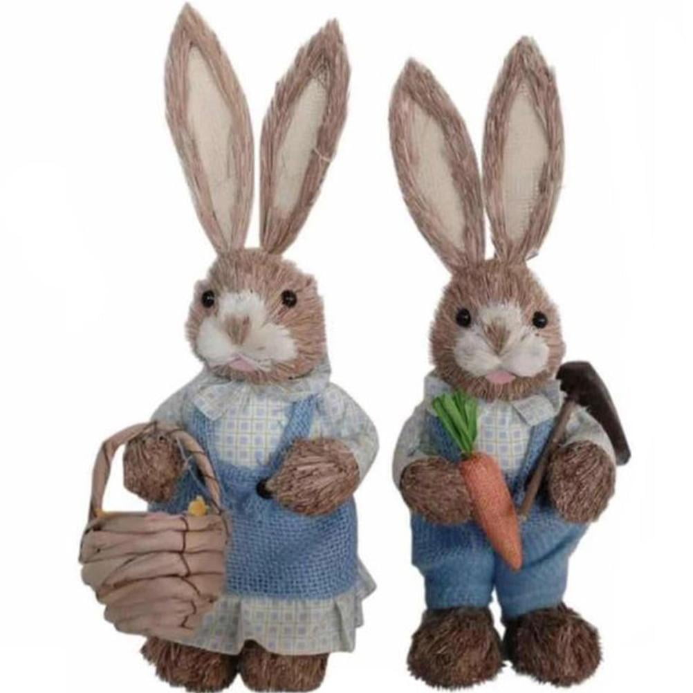 Spring Decor Luluy Simulation Straw Rabbit Bunny Easter Decorations ...