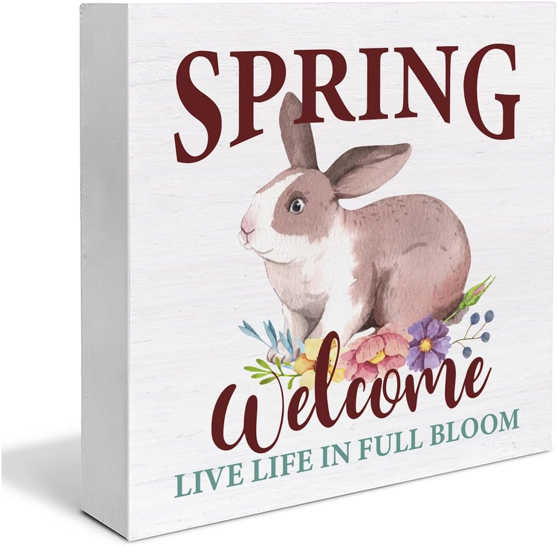 Spring Decor Rustic Spring Welcome Live Life in Full Bloom Wood Block ...